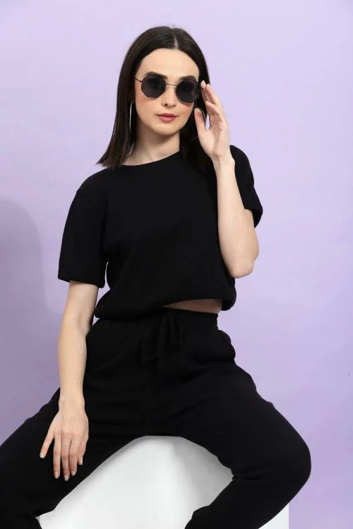 Buy Rigo Women Black Waffle Knit Co-ord Online at Best Prices in India ...