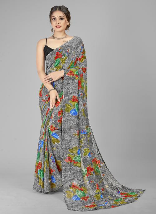 Buy Anand Women Multicolor3 Self Design Pattern Georgette Single Saree ...