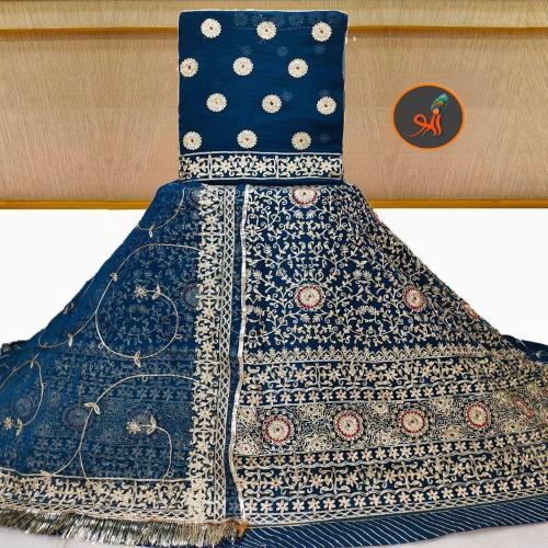 Buy PREET Premium Quality Women's Half Pure Embroidery Barik Chain Work ...