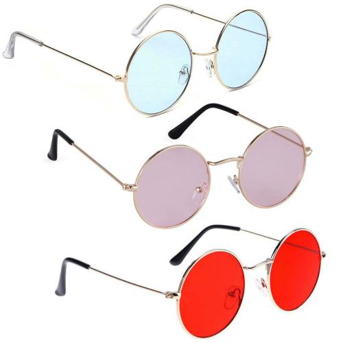 Buy Phenomenal Round Unisex Sunglasses pack of 3 (Multicolors) (Men ...