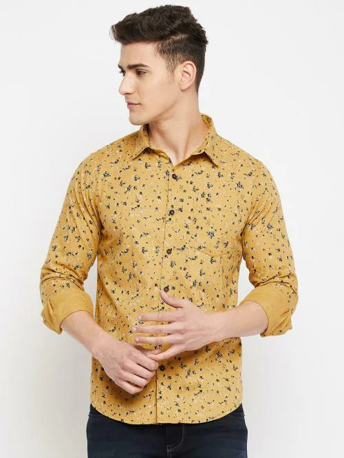 Buy Duke Men Mustard Printed 100% Cotton Single Casual Shirts Online at ...