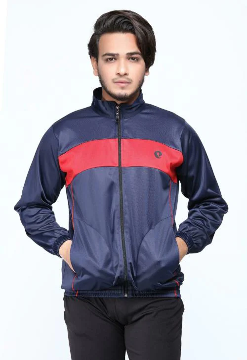 Buy Estro Men Blue, Red Solid Polyester Sports Jacket Online at Best ...