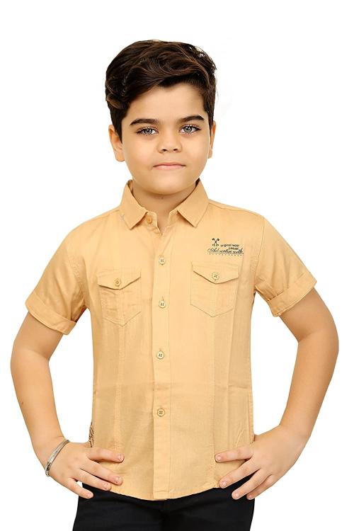 Buy Fashion Grab Beige Solid Cotton Casual Shirt (6 Years-7 Years ...