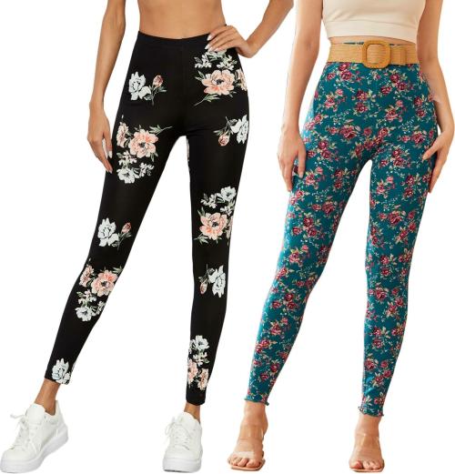 Buy ALISBA Women Multicolor Printed Lycra Blend High Rise Jeggings (M ...