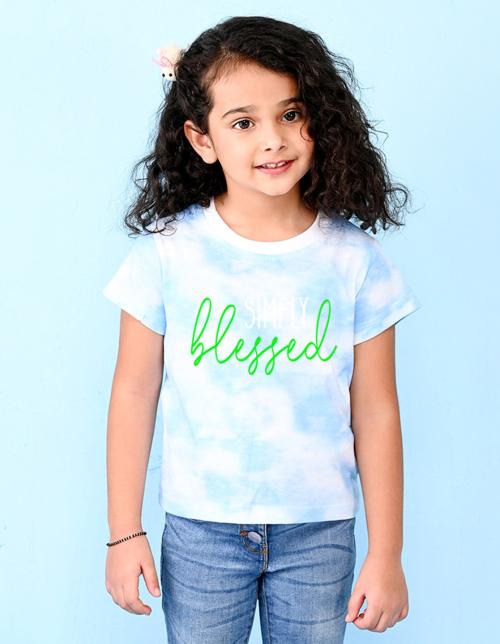 Buy Nusyl girls blue blessed printed tie & dye tshirt. Online at Best ...