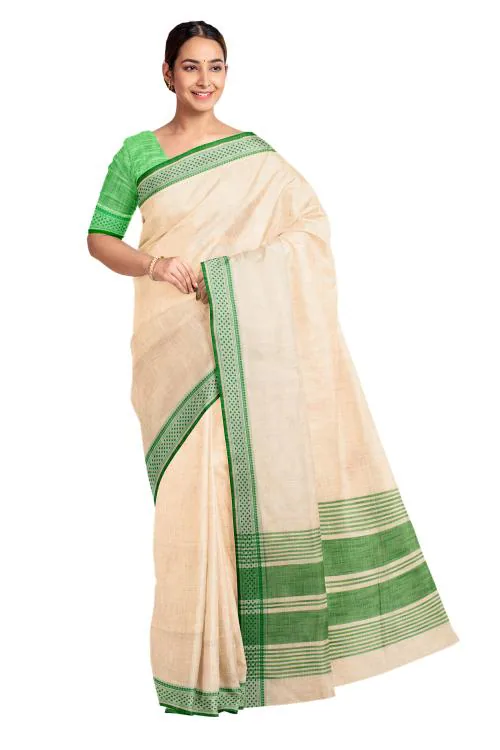 Buy KSR HANDLOOMS - WOVEN-PURE KOLLAM COTTON SAREE Online at Best ...