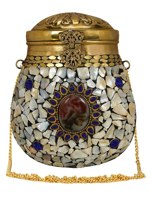 Buy Cask Mosaic Metal Clutch White & Multi Online at Best Prices in ...