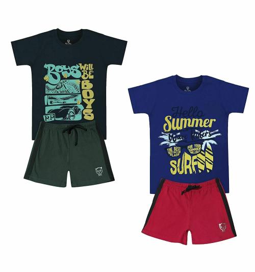 PIP N PAP Boys Multicolor Cotton Pyjama Set (Pack of 2) - JioMart