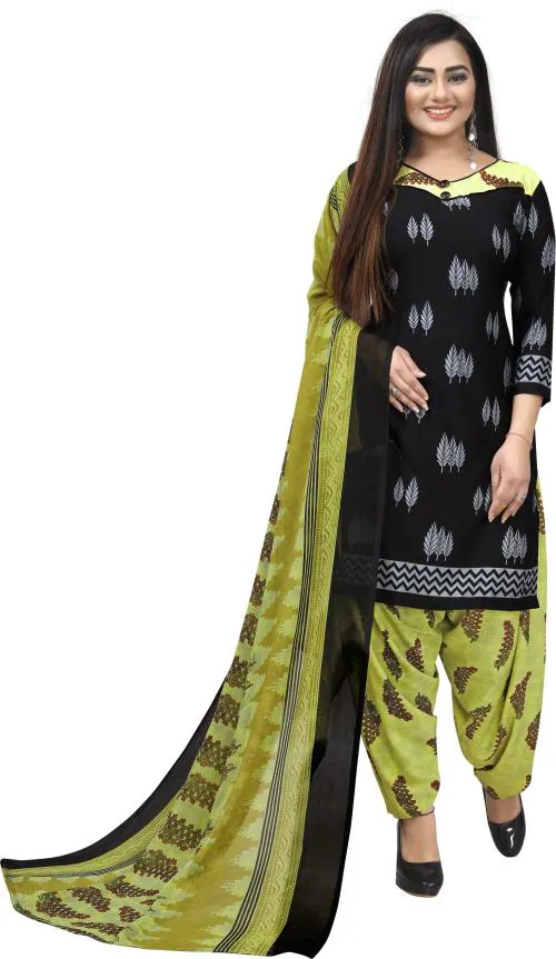 Buy GEE NEXT CREATION BELIEVING IN NEXT Women Black Printed Crepe Single Unstitched Dress ...