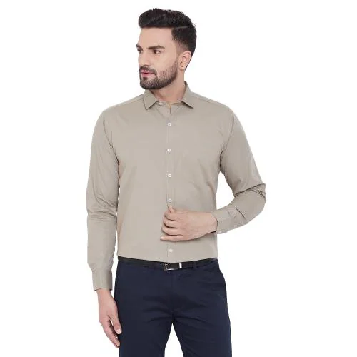 Buy D Kumar Men's Cotton Regular Fit Beige Full Sleeve Plain/Solid ...