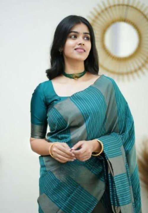 Buy WELCRON CREATION Banarasi Soft Silk Saree with Jacquard Work ...