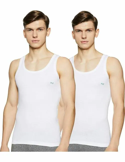Buy Rupa Frontline Men's White Solid 100% Cotton Pack of 2 Sleeveless ...
