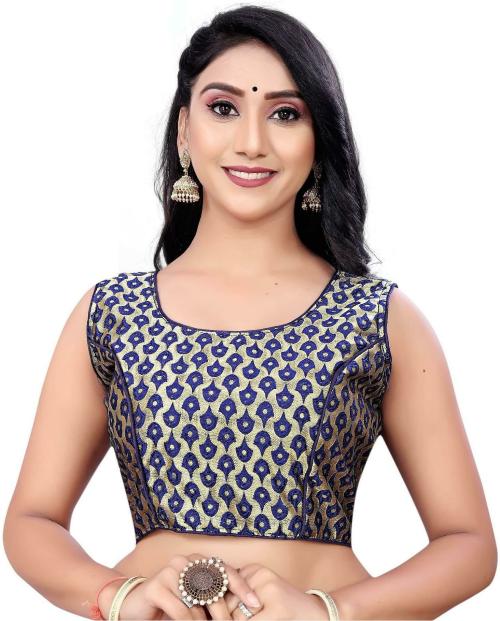 Buy Hyphoria Women Navy Jacquard Woven Design Blouse Online at Best ...