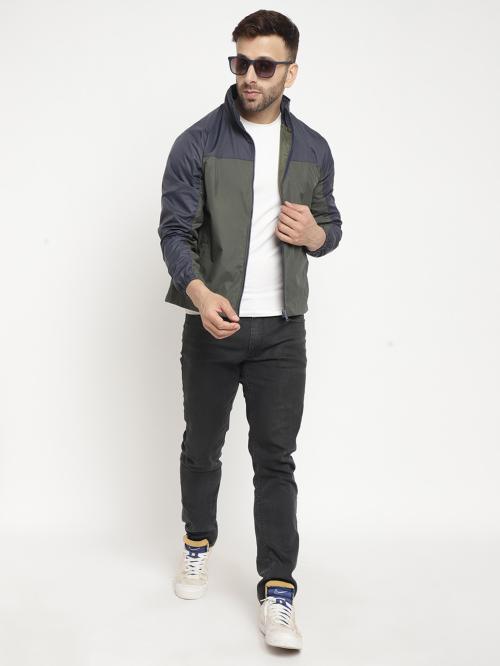 Buy Better Think Men Blue Self Design Nylon Quilted Jacket (Xl) Online ...