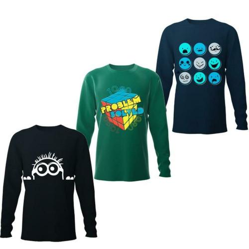 Buy Shaksi Boys Black,Green,Navy Blue 100% Cotton T-Shirt_Multicolor_6 ...