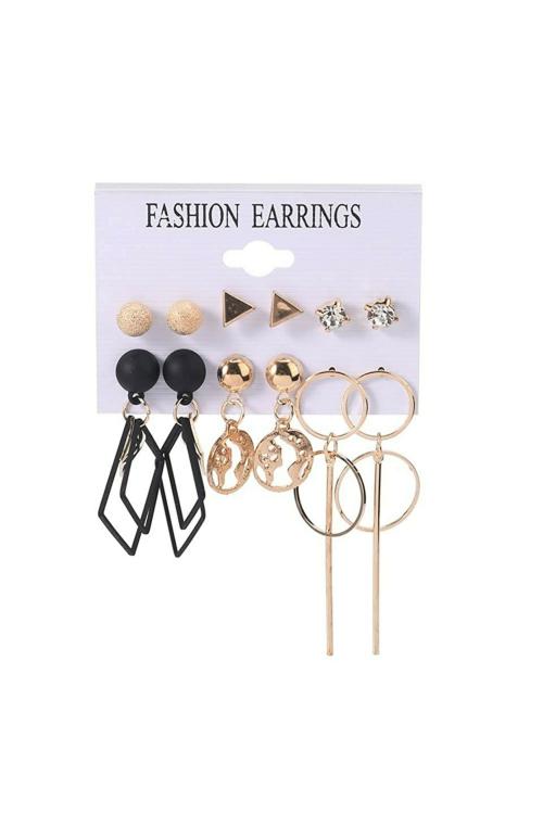 Buy Myjewel Brass Gorgeous Pair Stud and Hoop Earrings Combo of 6 ...