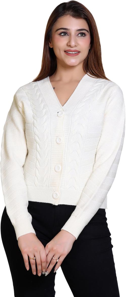 Buy Leza White Self Design Acrylic Single Winter Wear Online at Best ...