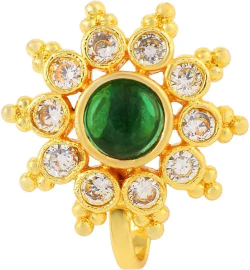 Buy ADMIER Brass Goldplated CZ studded floral design Marathi Nath Press ...