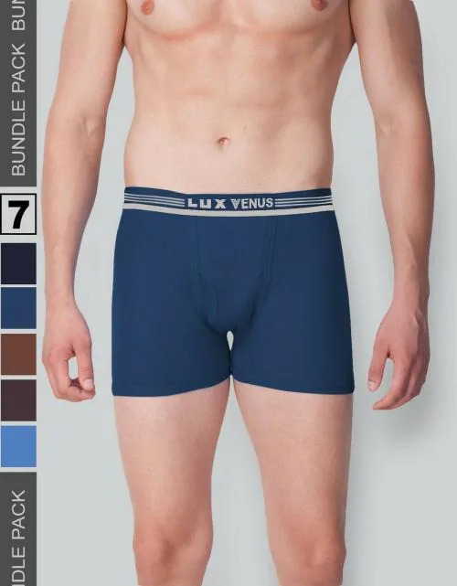 Buy Lux Venus Men's Assorted Solid 100% Cotton Pack of 7 Trunks Online at Best Prices in India ...