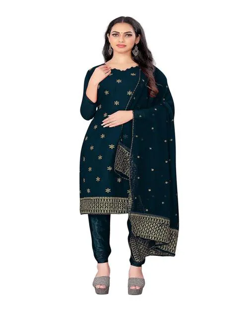 Buy Reeta Fashion DARK MORPINCH GEORGETTLE Embroidery work Dress ...