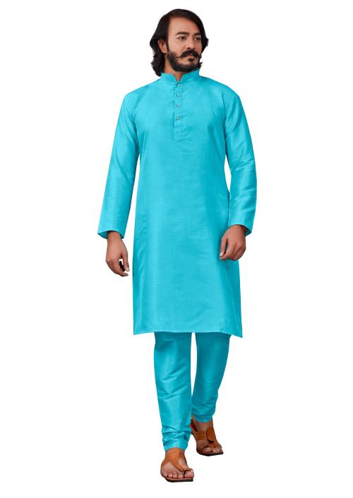 Buy EARTH ART SILK SELG DESIGN KURTA FOR MENS LIGHT BLUE XXXL Online at ...