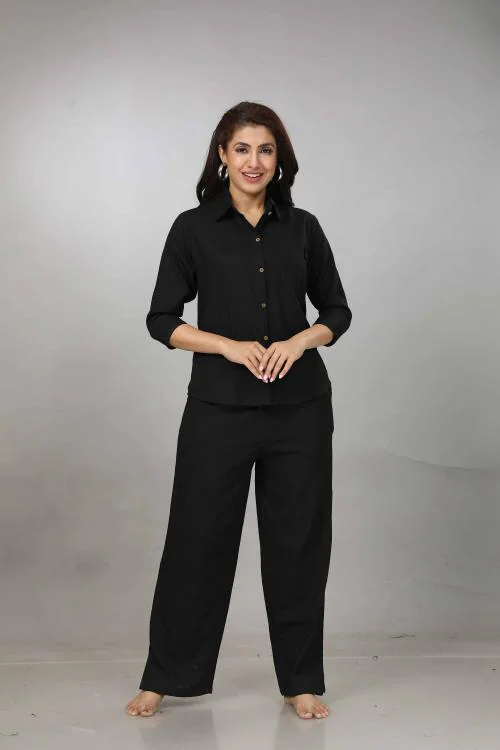 Buy Qlee Casual linen co-ord set Light Black XXL Online at Best Prices ...