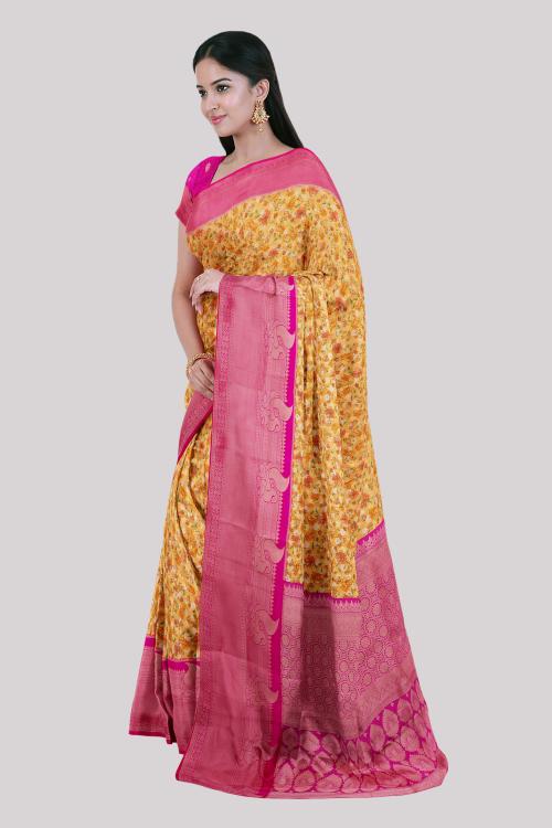 Buy KSR HANDLOOMS GADWAL PRINT SAREE Online at Best Prices in India ...