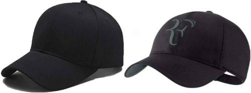 Buy Babji Men RF Black Logo and Black Plain Baseball Cap (Pack of 2 ...