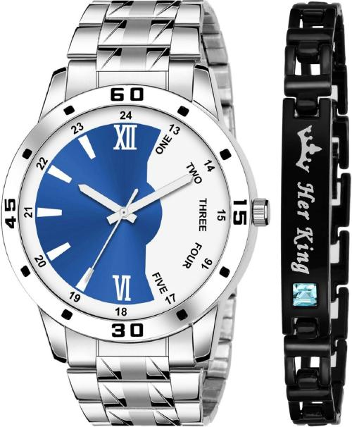 Buy CRAB Analog Blue Watch And Bracelet Combo Men and Boys (JEW_60_K_18 ...