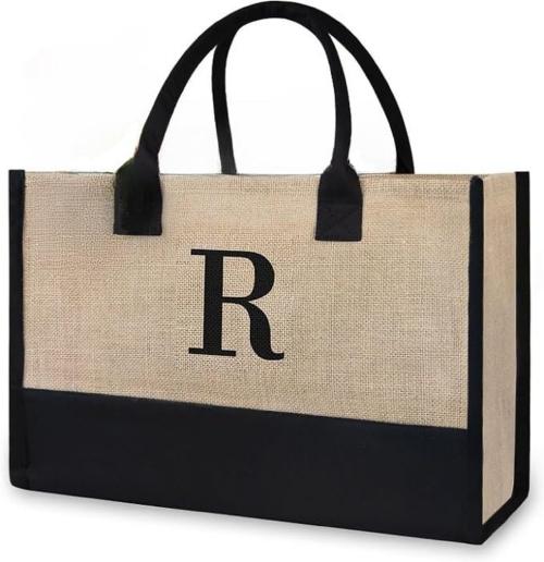 Buy MyOrganicBag Handmade Personalized Initial Monogrammed Jute Tote ...