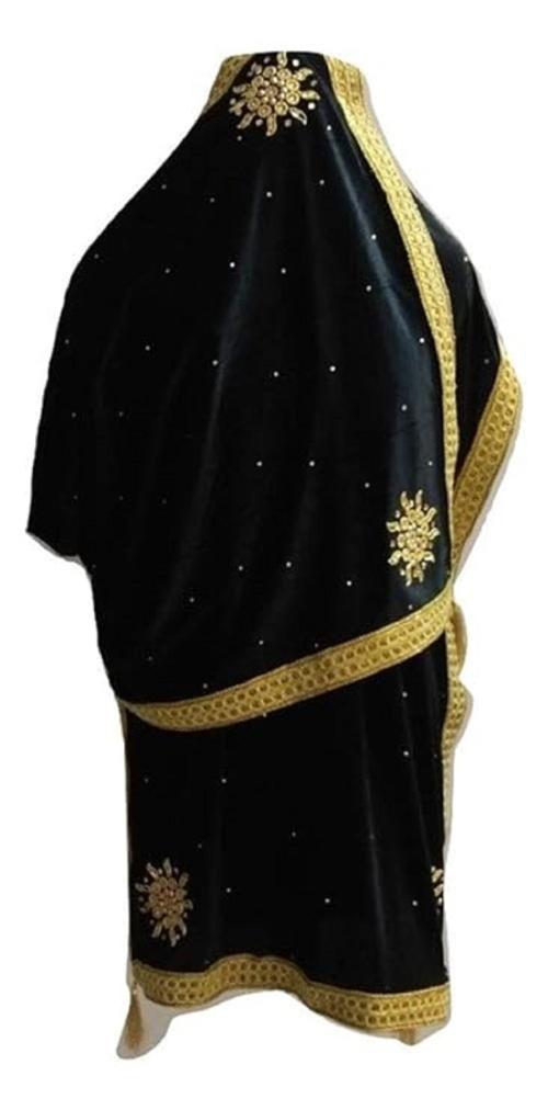 Buy Sneh Women's Velvet Heavy Stone Work Stole with Tassels (Gold,Free ...