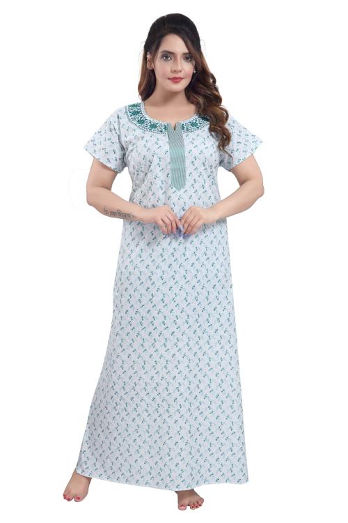 Buy TRUNDZ Printed Free Size Pure Cotton Nighty(White) Online at Best ...