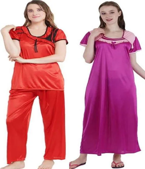 Buy BEAUTY CRAZE Women's Satin Nightgown Maxy Nighty And Satin Night ...