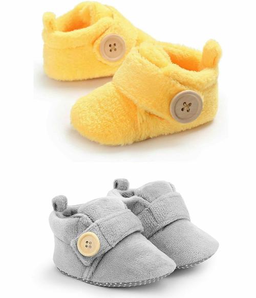 Buy BASICS21 Baby Girls And Baby Boys Grey Soft Base Booties Online at ...
