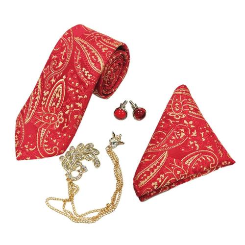 Buy Rare Combee Group Red Premium Necktie with Pocket Square, Tie Chain ...