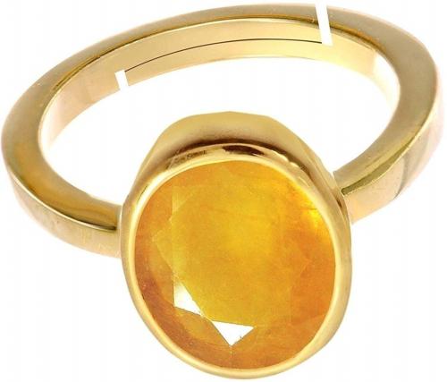 Buy Chopra Gems & Jewellery Gold Plated Brass Yellow Sapphire Pukhraj Gemstone Ring (Men, Women ...