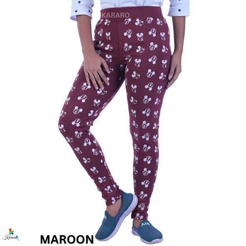 Buy KARARO ALL OVER MICKY MOUSE PRINT JEGGINGS(MAROON) Online at Best ...