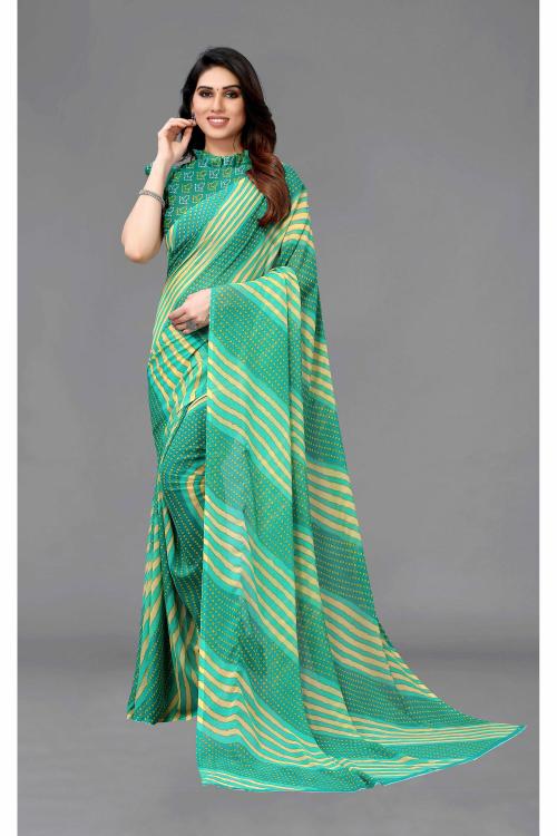 Buy SAREYA VEELA Bandhani Women Yellow Georgette Sarees Online at Best ...