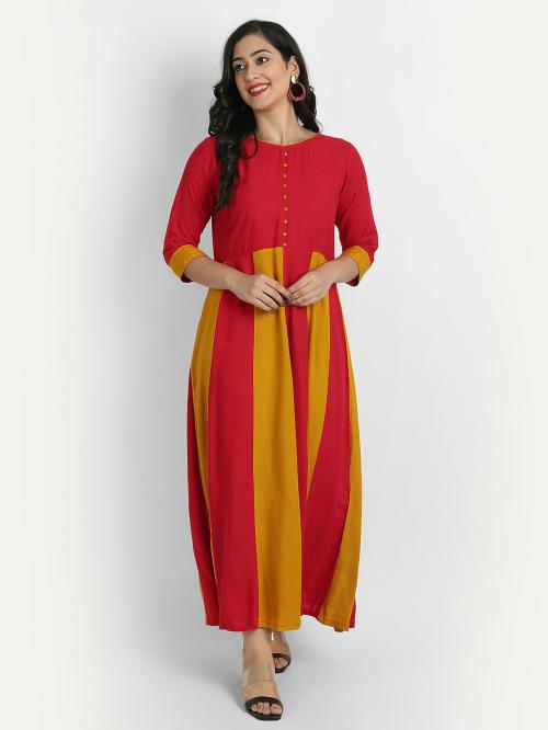 Buy Globon Impex Women Red Colorblock Viscose Kurta (XXXL) Online at Best Prices in India - JioMart.