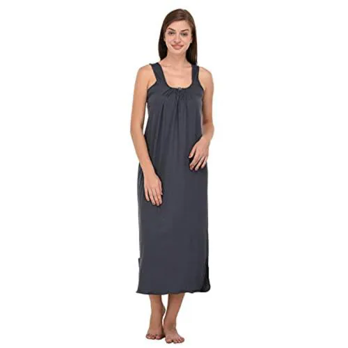 Buy Kavanng Nighties for Women's Cotton Silk Sleeveless Nighty Ankle ...