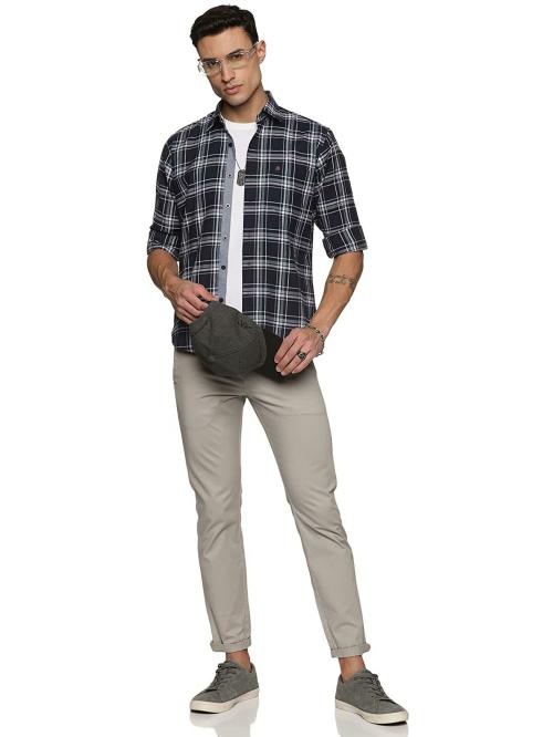 Buy Mens Check Oxford Cotton Cut Away Collar Casual Shirt (Large ...