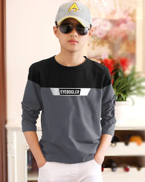 Buy EYEBOGLER Boys & Girls Colorblock Cotton Blend Regular T Shirt ...