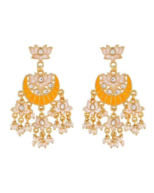 Buy Silvermec Design Gold Plated Yellow (Women) Chandbali Earrings ...