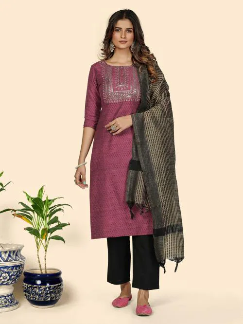 Buy Vbuyz Women'S Sequience Work Straight Cotton Purple Stitched Kurta ...