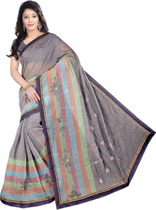 Buy Stylish Sarees Women Multicolor Self Design and Embroidered ...