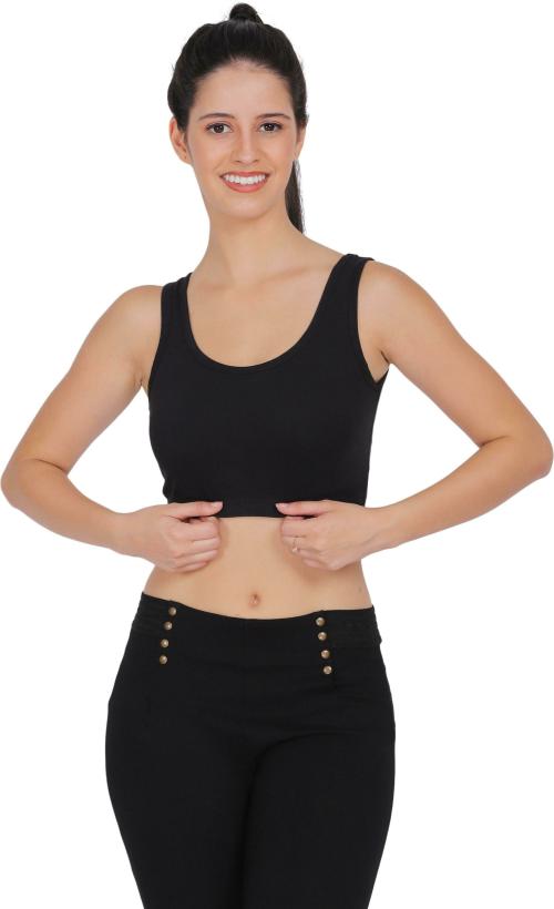 Buy Milaca Women Black Elastane Single Non Padded Sports Bra (M) Online ...
