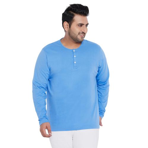 Buy Bigbanana Men Plus Size Bloom-Blue Solid Henley Tshirt Online at Best Prices in India - JioMart.