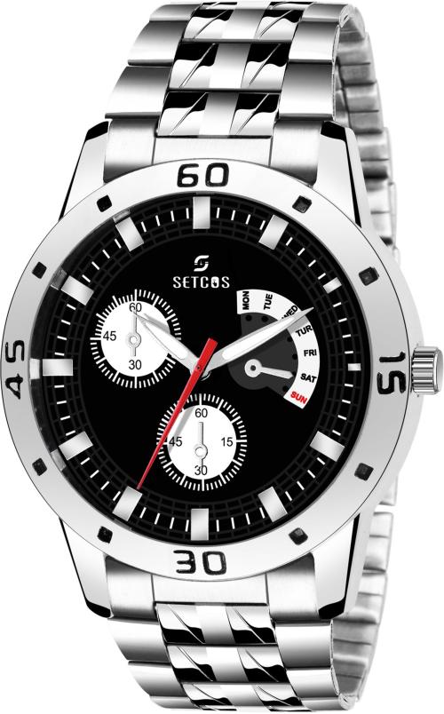 Buy Setcos Analog Black Dial Silver Strap Watch For Men Online at Best ...