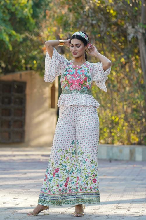 Buy Juniper Women White Rayon Printed Peplum Clothing Set Online at ...