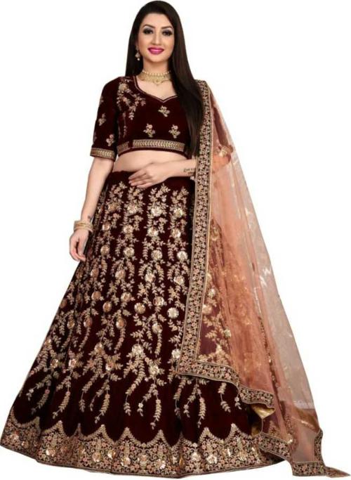 Buy JYESHTA Satin Embroidery Work Lehenga Choli with blouse and net ...